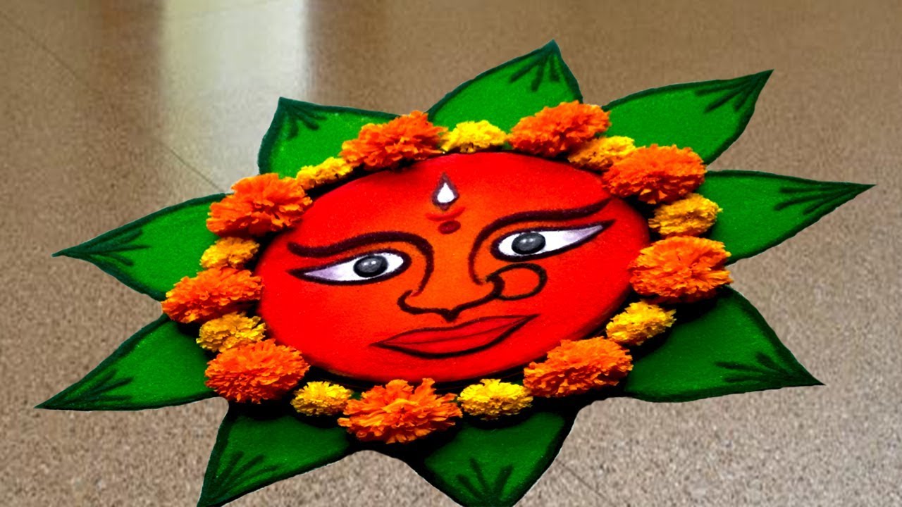 Navratri Special Rangoli || Diwali Special Rangoli || durga face ...