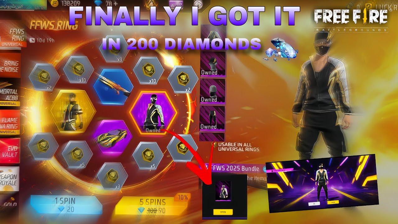 Finally I got it legendary bundle in 200 diamonds in free fire Max # ...