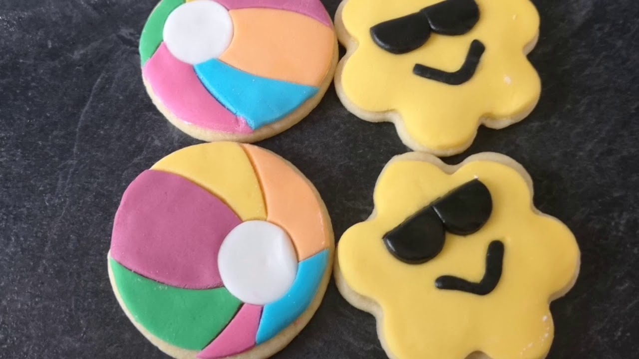 How to make summer biscuits with fondant or royal icing - YouTube