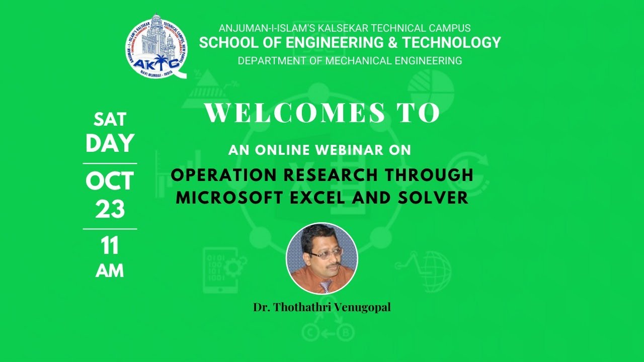Webinar on Operation Research through MS--EXCEL and Solver - YouTube