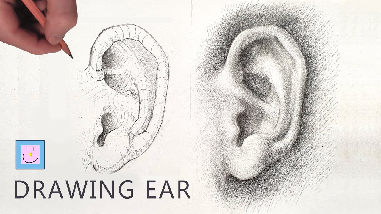 EAR DRAWING. HOW to DRAW ear. Drawing with a simple pencil - YouTube