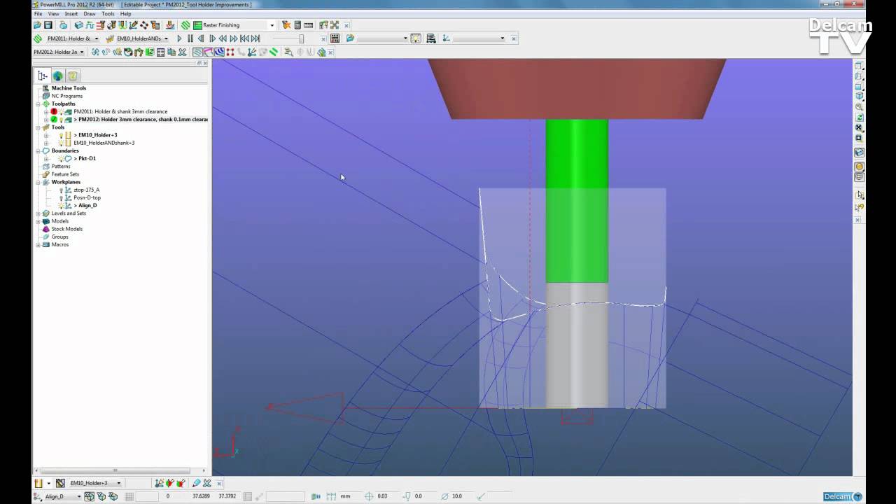 PowerMILL 2012 刀桿夾頭輪廓 - YouTube