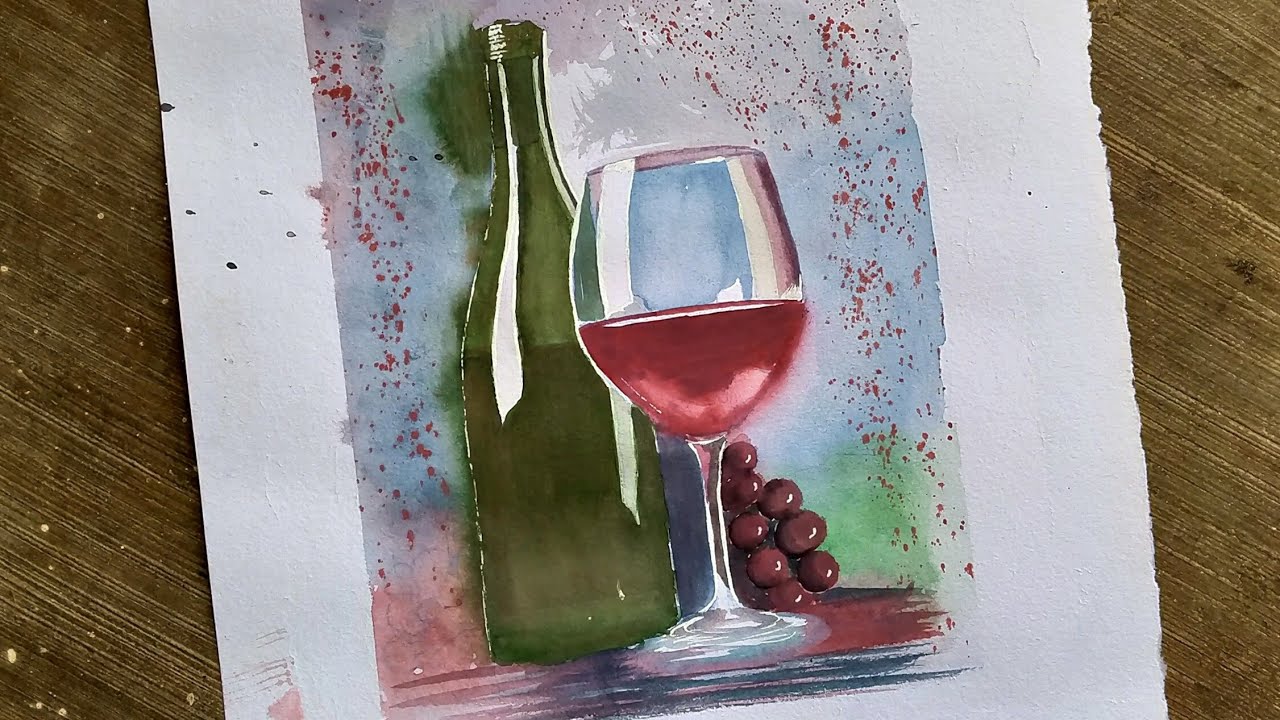 Watercolor painting | Wine bottle | - YouTube