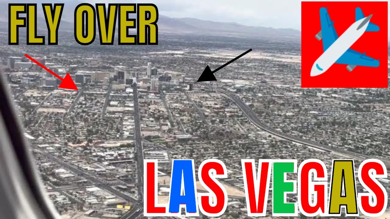 Airplane Landing in LAS VEGAS fly over The Strip and Downtown - YouTube