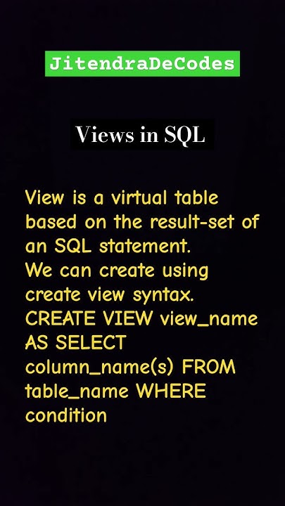 Views in SQL Database Concepts #shorts #sql #computerscience - YouTube