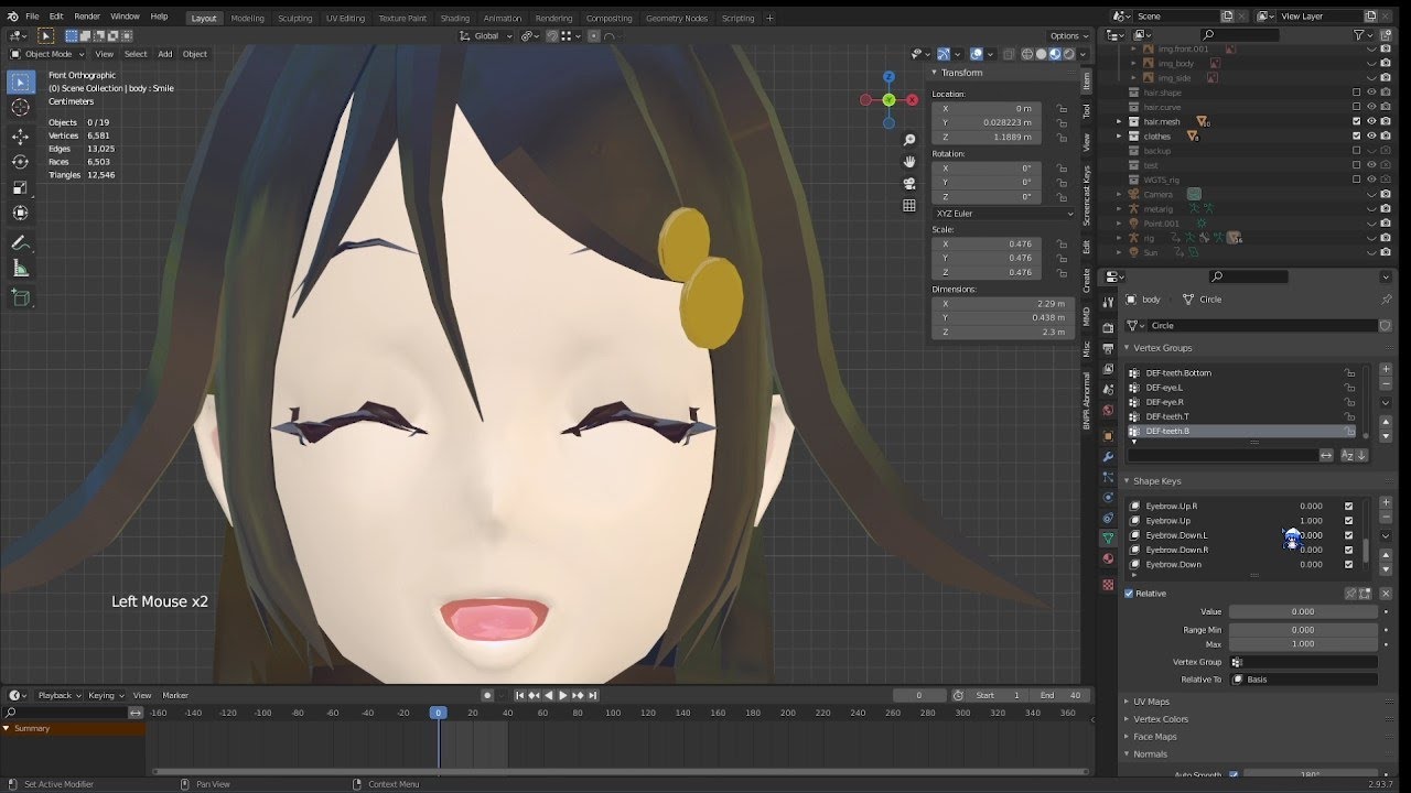 [Blender] Learning to animate face expressions using shape keys (mouth ...