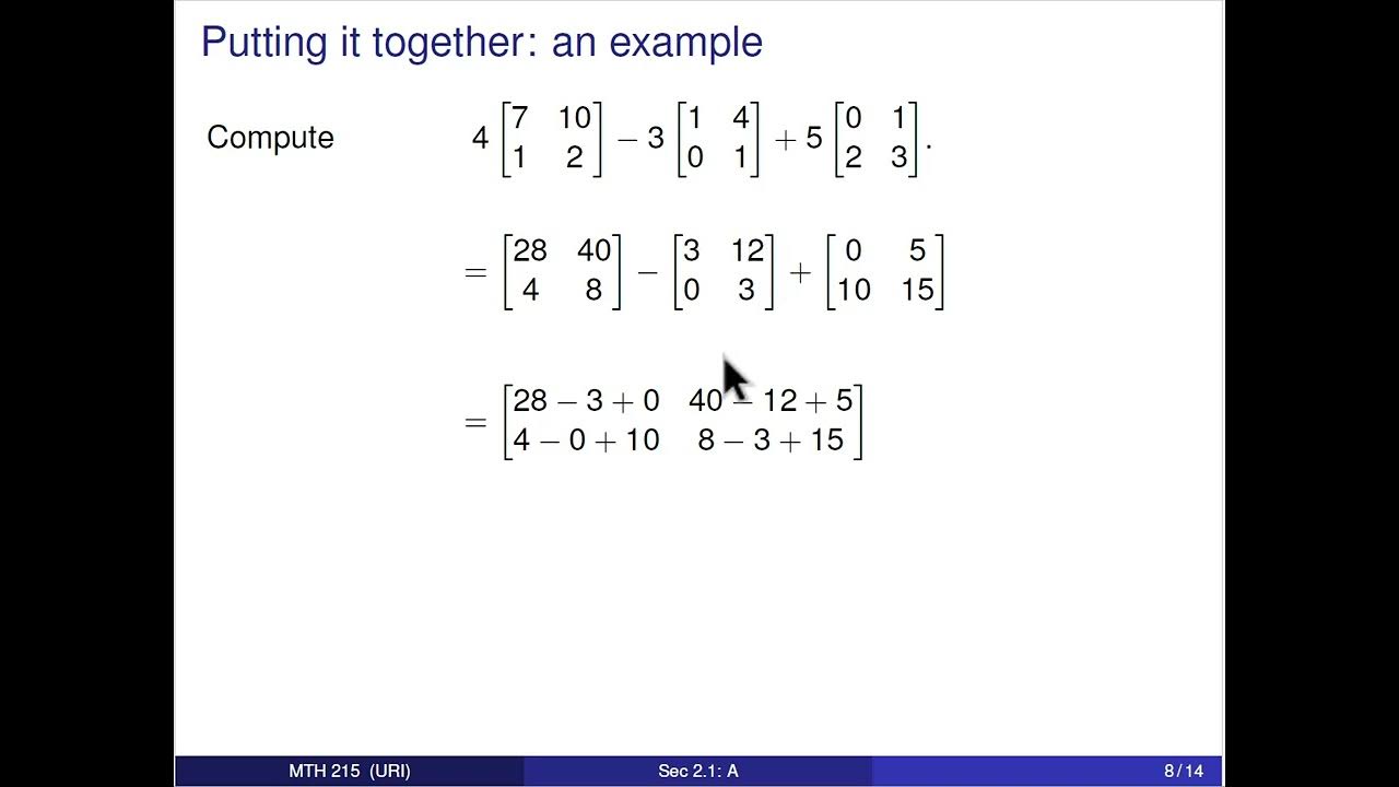 Intro to Linear Algebra - Starting Matrix Arithmetic: Sums and Scalar ...