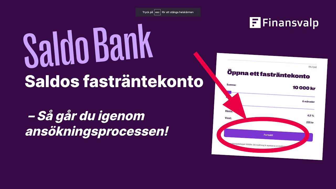 Processen att öppna ett fasträntekonto hos Saldo Bank - YouTube