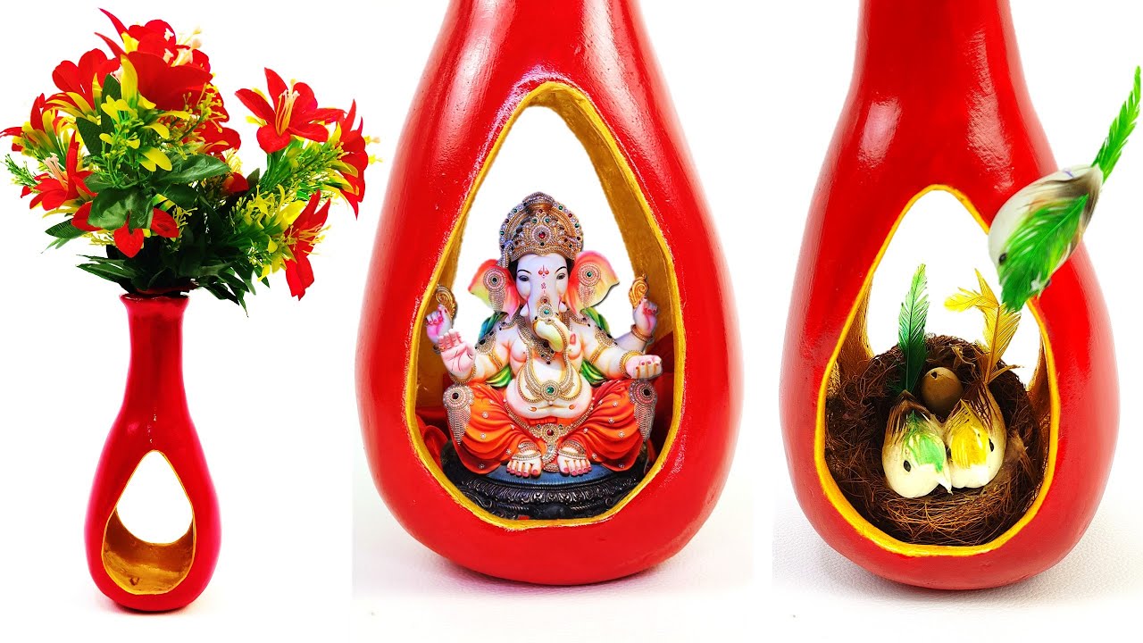 vase made from waste bottles | waste bottle reuse ideas | multipurpose vase | handmade decor ...