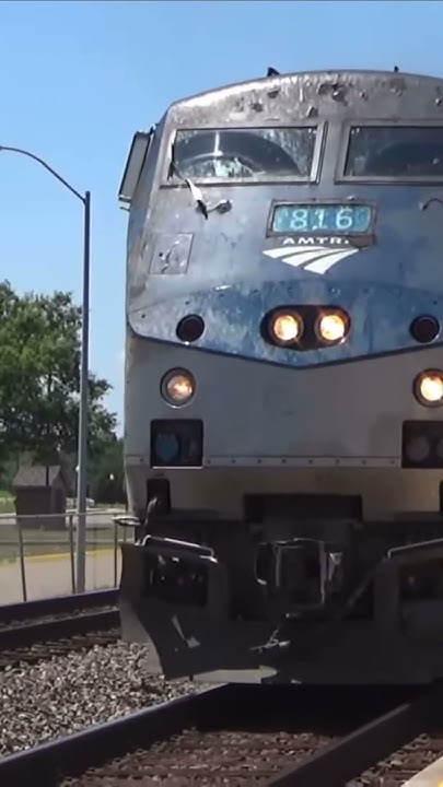 Amtrak Southwest Chief leaving Fort Madison with some banged up P42’s leading #train #bnsf # ...