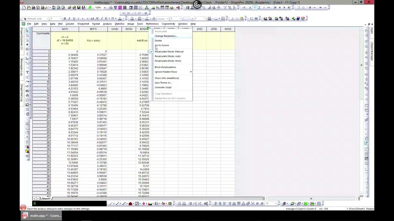 Mathematics on Columns and Rows in OriginPro - YouTube