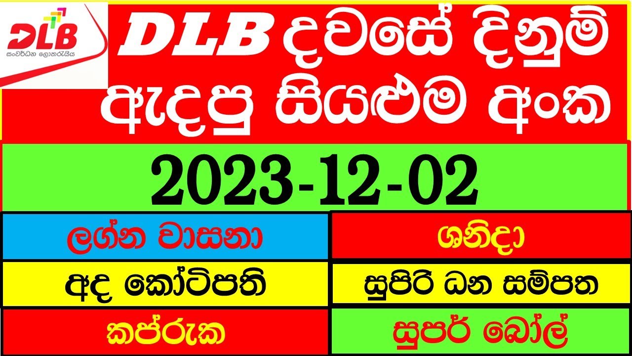 DLB #2023-12-02 Lottery Show ලොතරැයි දිනුම් අංක Lanka lotharai Result ...
