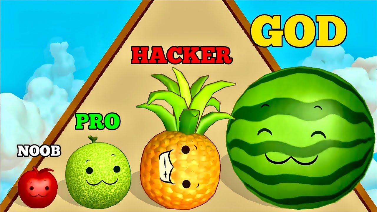 Watermelon Run 3D - NOOB vs PRO vs HACKER vs GOD Level Up Gameplay ...