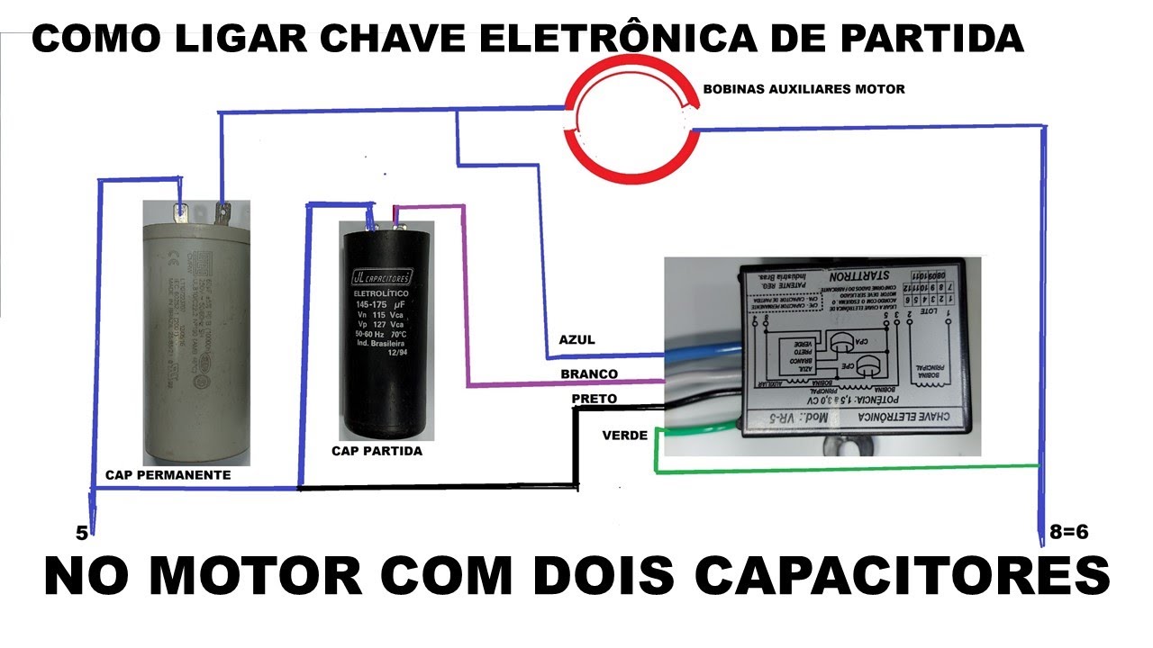 COMO LIGAR CHAVE ELETRÔNICA DE PARTIDA EM MOTOR COM DOIS CAPACITORES - YouTube