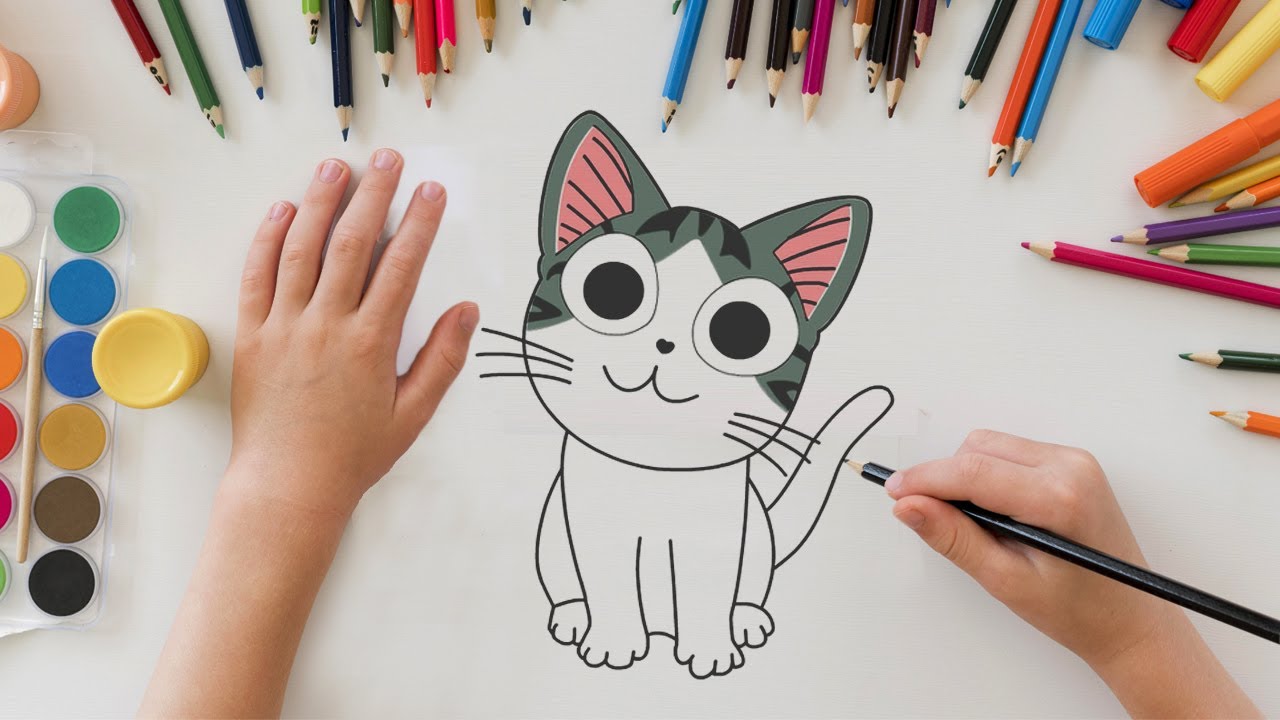 How to Draw a Cartoon Cat Face | Draw a Cartoon Cat | Drawing and ...