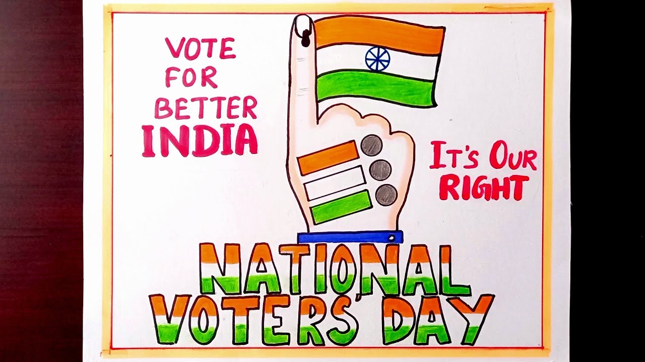 राष्ट्रीय मतदाता दिवस चित्र बनाना सिखें/ National Voters' Day Drawing ...