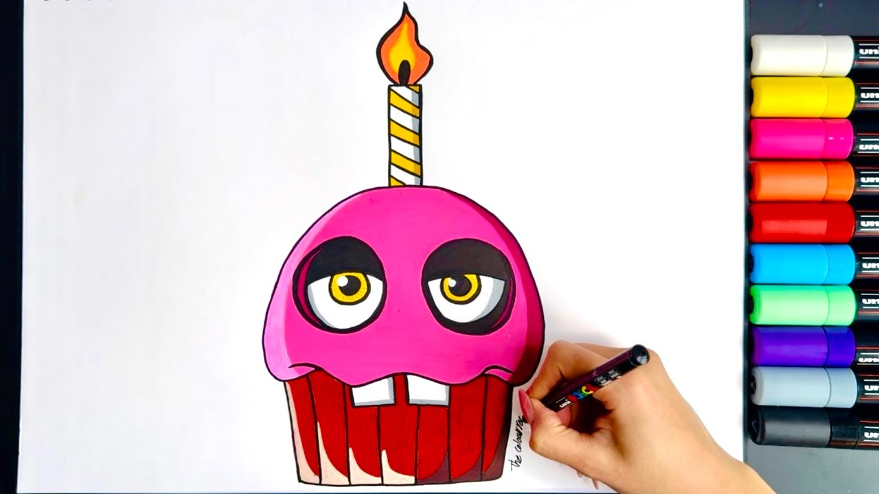 How to Draw Carl the Cupcake from FNAF with Posca markers! - YouTube
