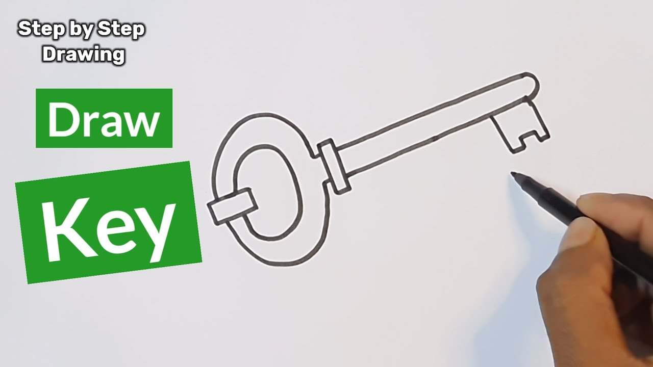 Key drawing step by step easy | Easy step by step drawing key - YouTube