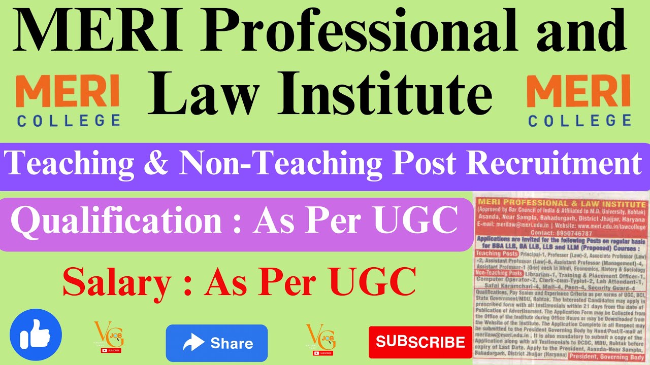 MERI PROFESSIONAL AND LAW INSTITUTE RECRUITMENT 2023 || VAROIUS ...