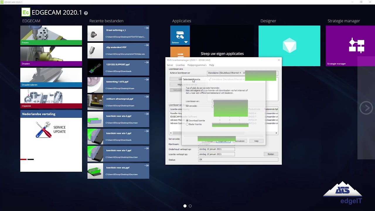 EDGECAM Licentie installeren en updaten - YouTube