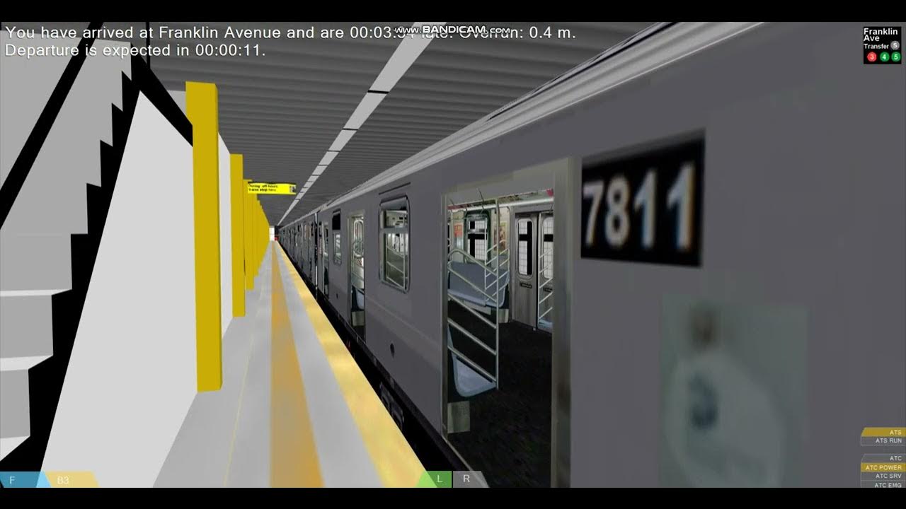 OpenBVE 2010 R188 2 train arriving & departing at Franklin Avenue - YouTube