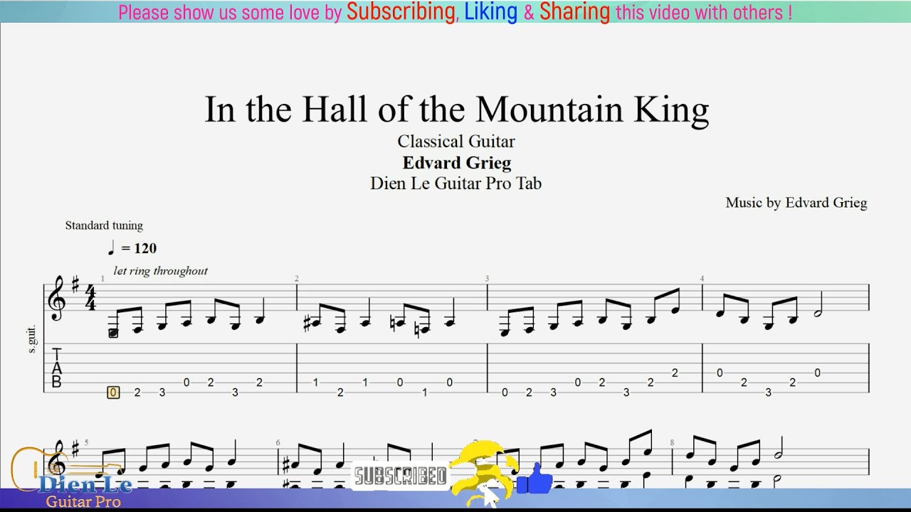 For Classical Guitar with TABs - Edvard Grieg - In The Hall Of The ...