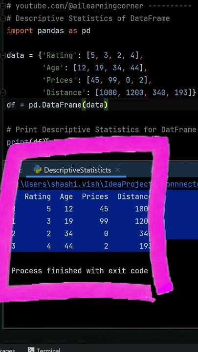Descriptive Statistics Python DataFrame - YouTube
