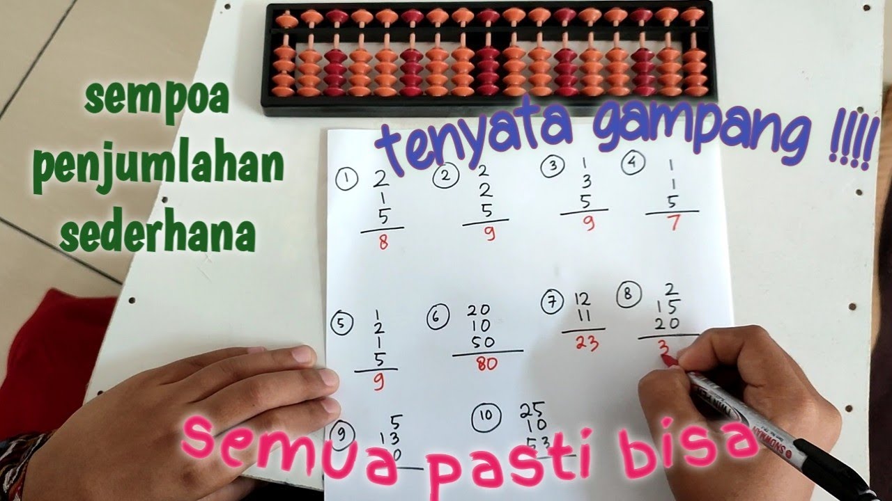 Belajar sempoa penjumlahan sederhana untuk pemula - YouTube