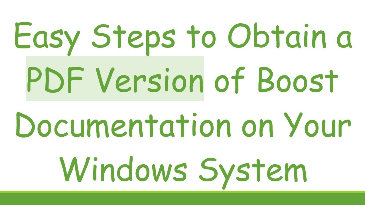 Easy Steps to Obtain a PDF Version of Boost Documentation on Your ...