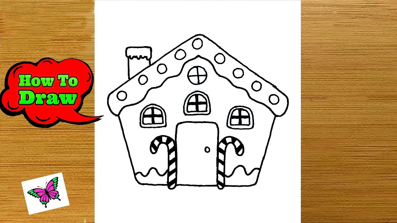 How to Draw a Gingerbread House (Christmas Decoration) | Gingerbread ...