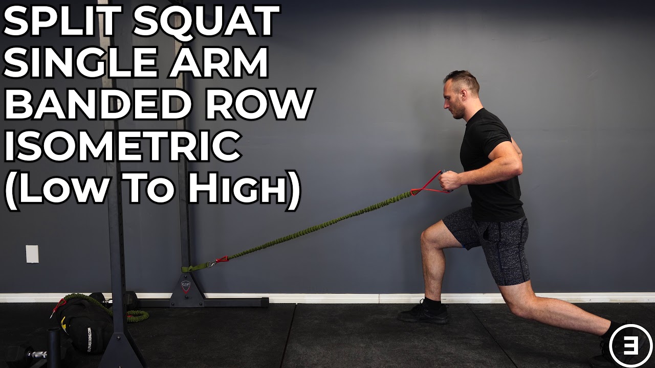 Split Squat Single Arm Banded Row Isometric (Low To High) - YouTube