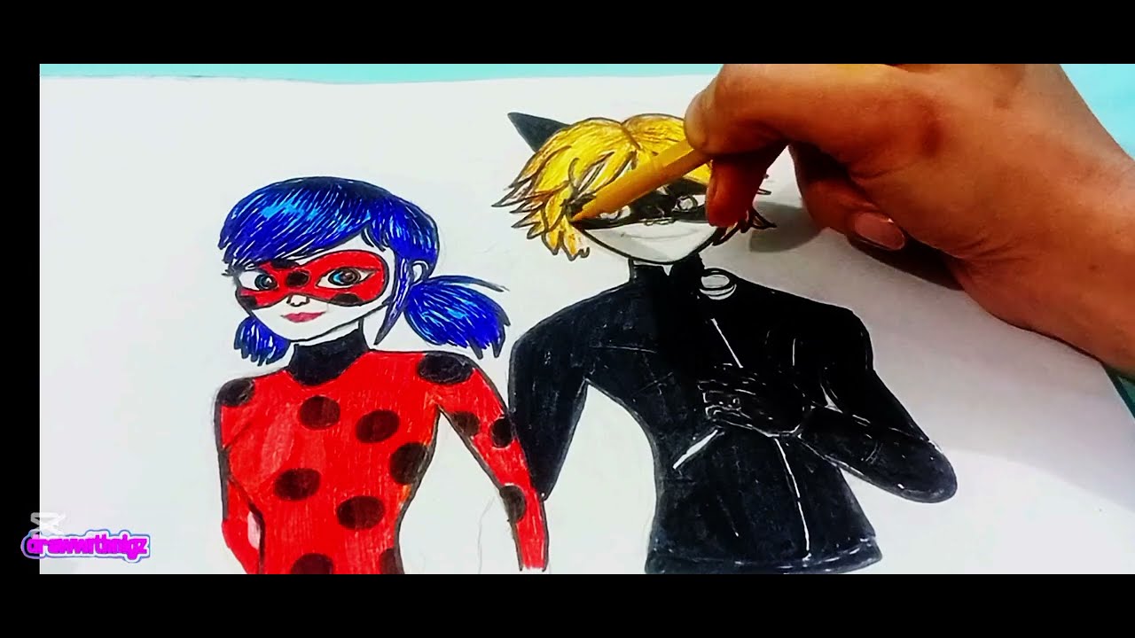 Lady Bug and Cat Noir Easy Drawing - YouTube