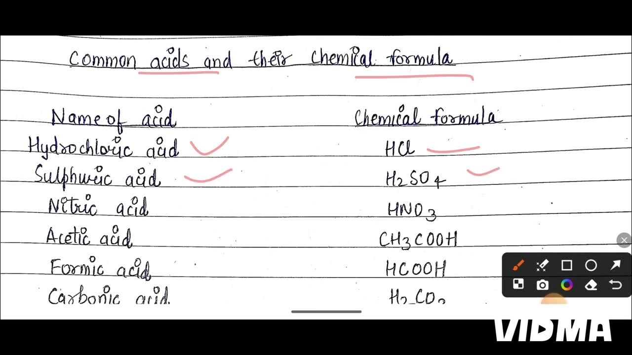 Common acids and their chemical formula || Acids, bases and salts class 10th. - YouTube