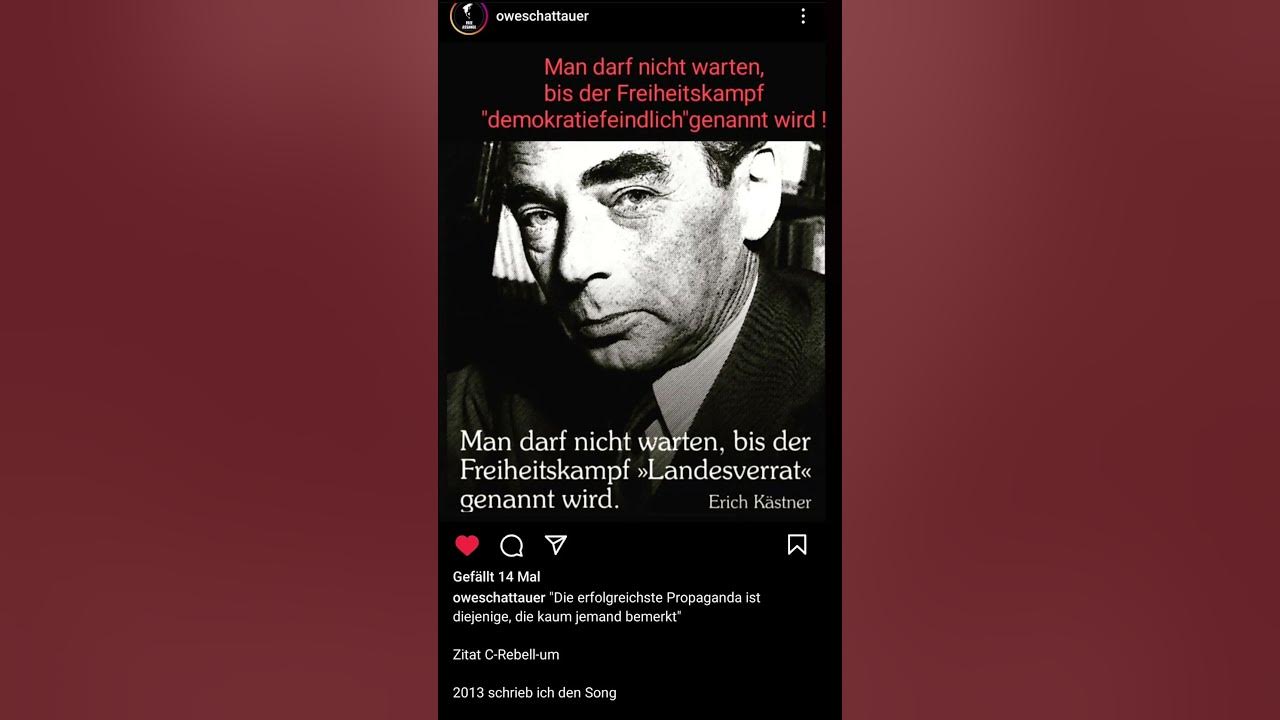 Erich Kästner und der Freiheitskampf /Quote of German poet Erich ...