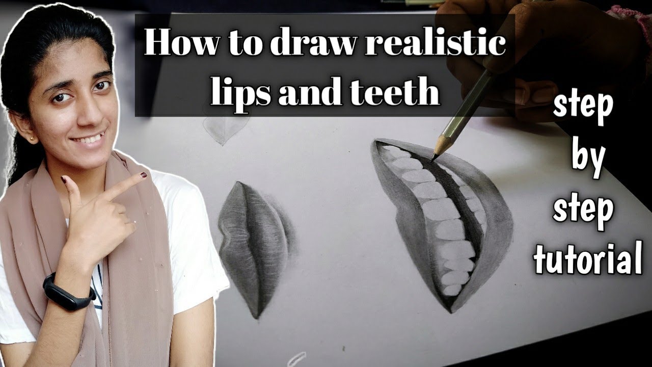 How to draw lips and teeth | step by step tutorial | lip drawing ...