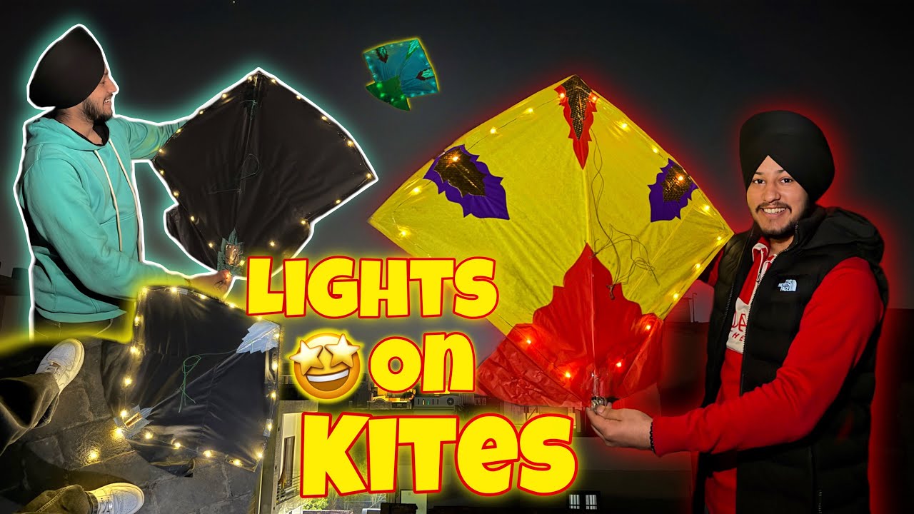 Lights on Kites 🪁+💡 | Kite Flying at Night🤩 - YouTube