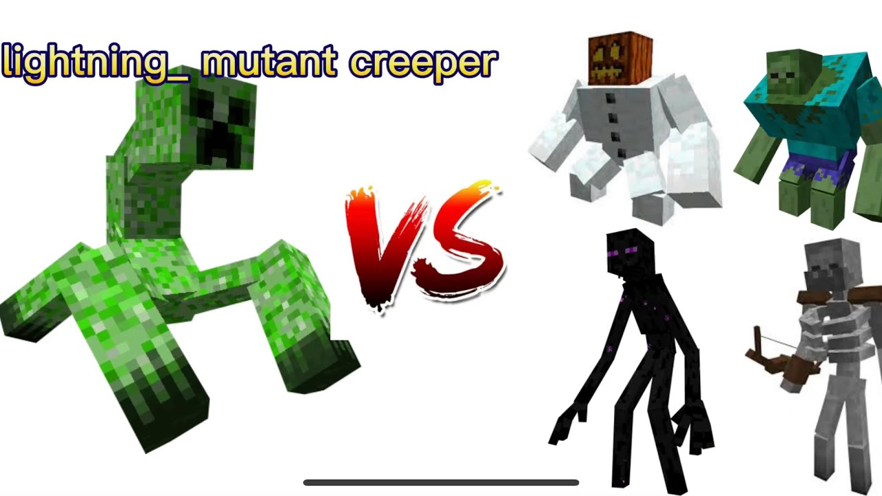 minecraft mutant lightning creeper vs all mutant creatures - YouTube