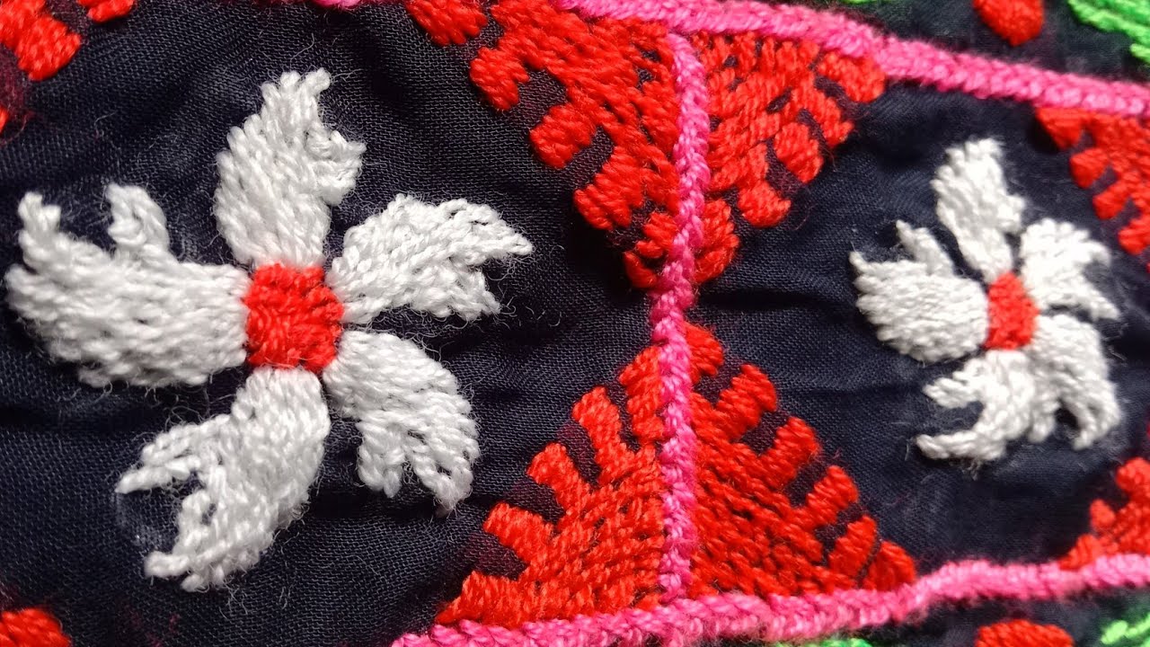 Easy Sheuli flower design all over embroidery tutorial for beginners ...