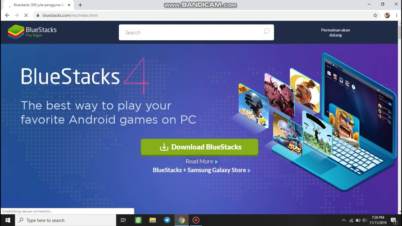 cara tutorial download bluestacks dalam 1 MINIT - YouTube