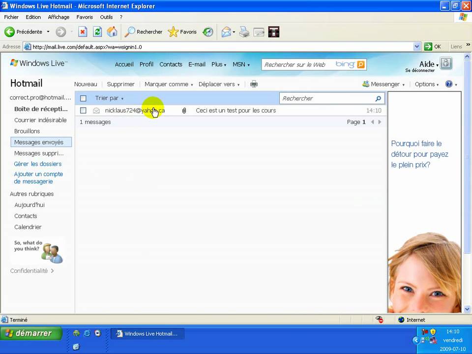 Apprendre le courrier électronique Live Hotmail - Cours Formation ...