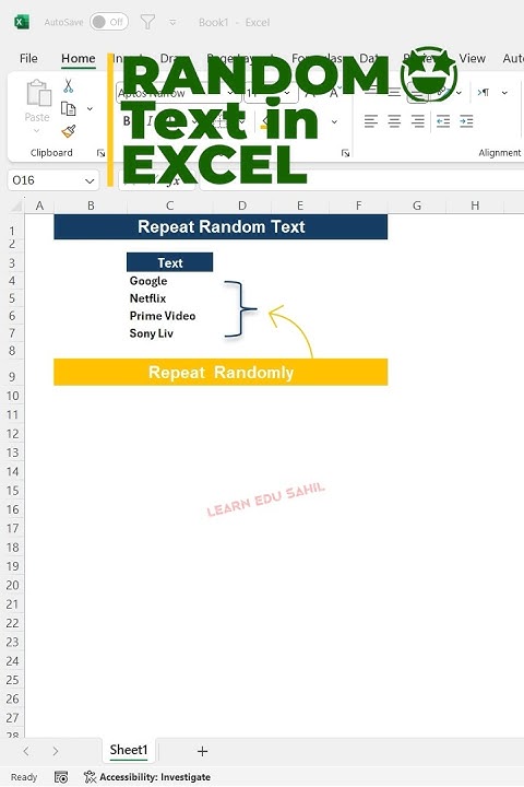 Fill Random Text in Excel 🎯🚀💯🤯 #ExcelTips #INDEXFunction #RANDBETWEENFunction - YouTube
