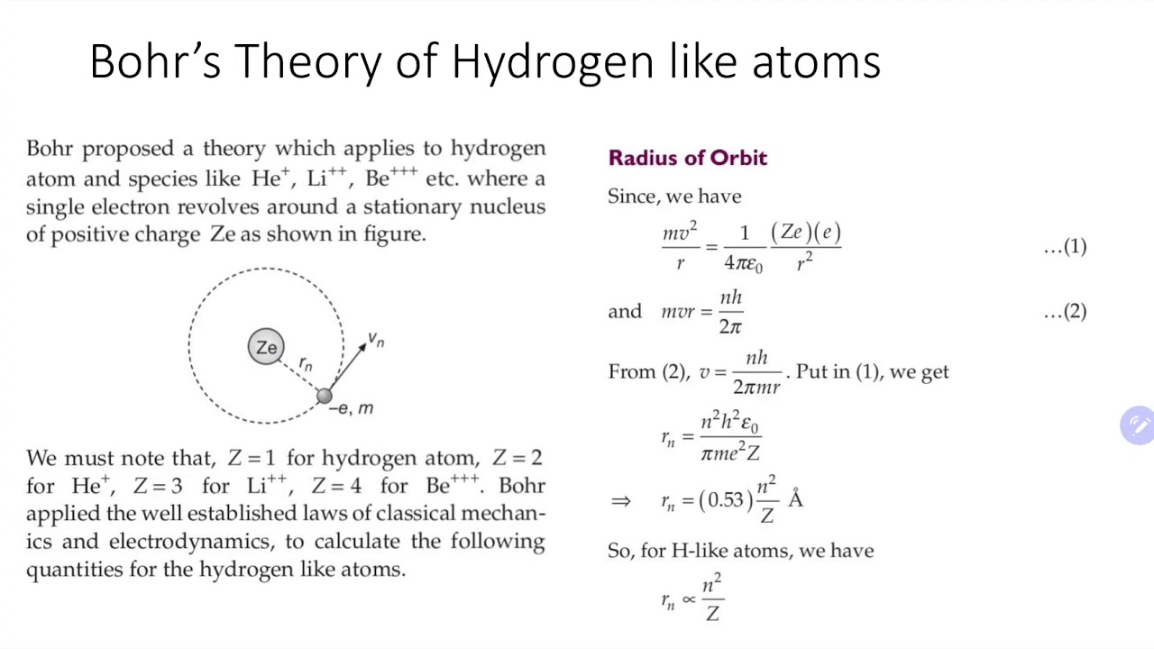 Bohr s Theory Of Hydrogen Like Atoms Radius Of Orbit Velocity bohr-s-theory-of-hydrogen-like-atoms-radius-of-orbit-velocity