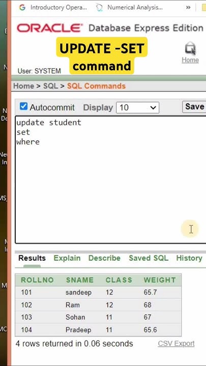 Update Set Command In Sql Updatesetcommand Updatecommand Setcommand Dmlcommand Youtube