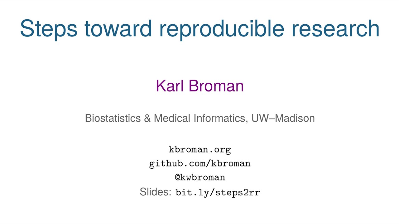 Steps toward reproducible research - YouTube