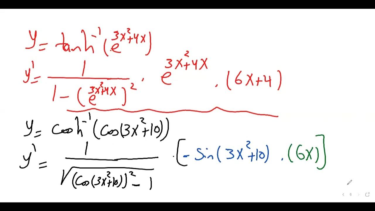 Differentiation for hyperbolic and inverse hyperbolic functions - YouTube
