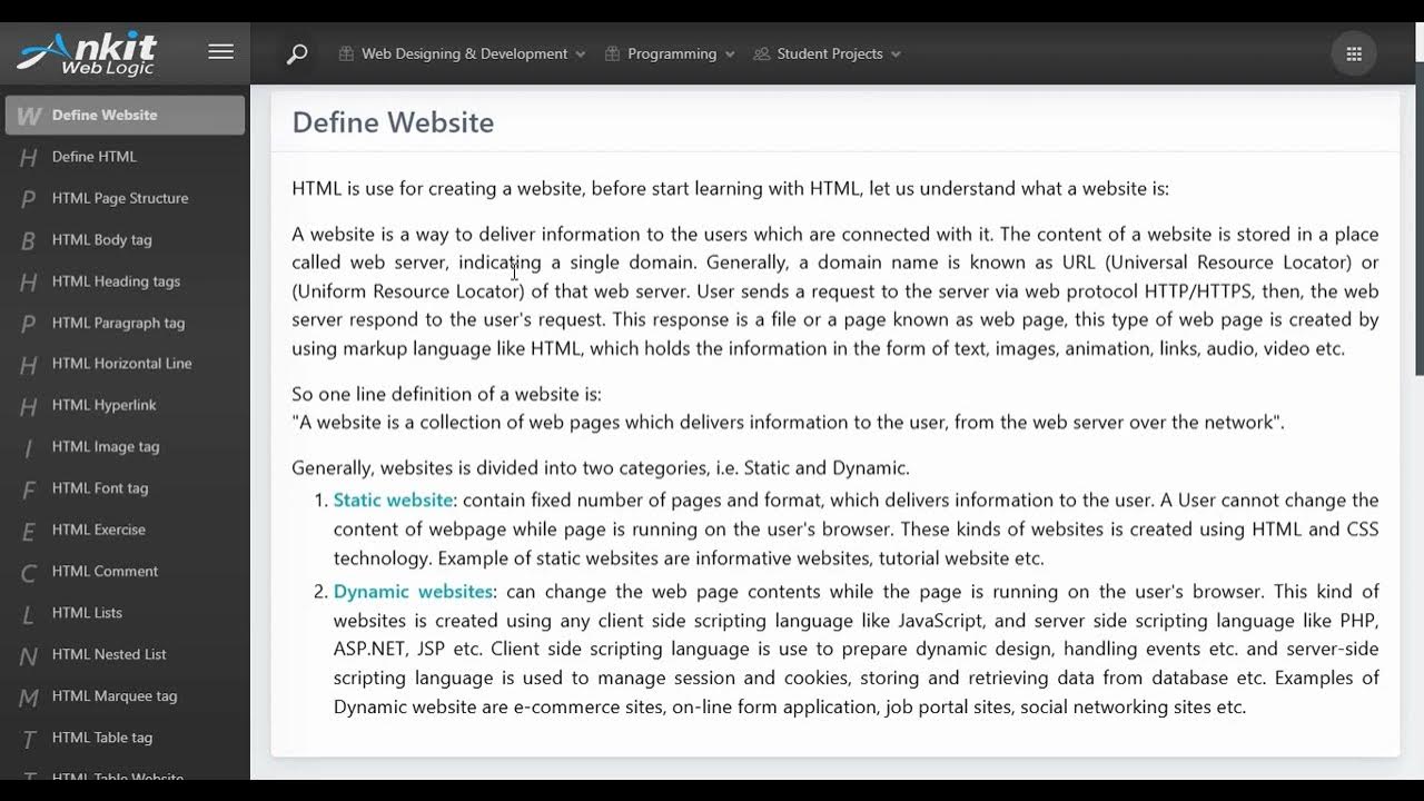 Html Tutorial 1 - Define Website - YouTube