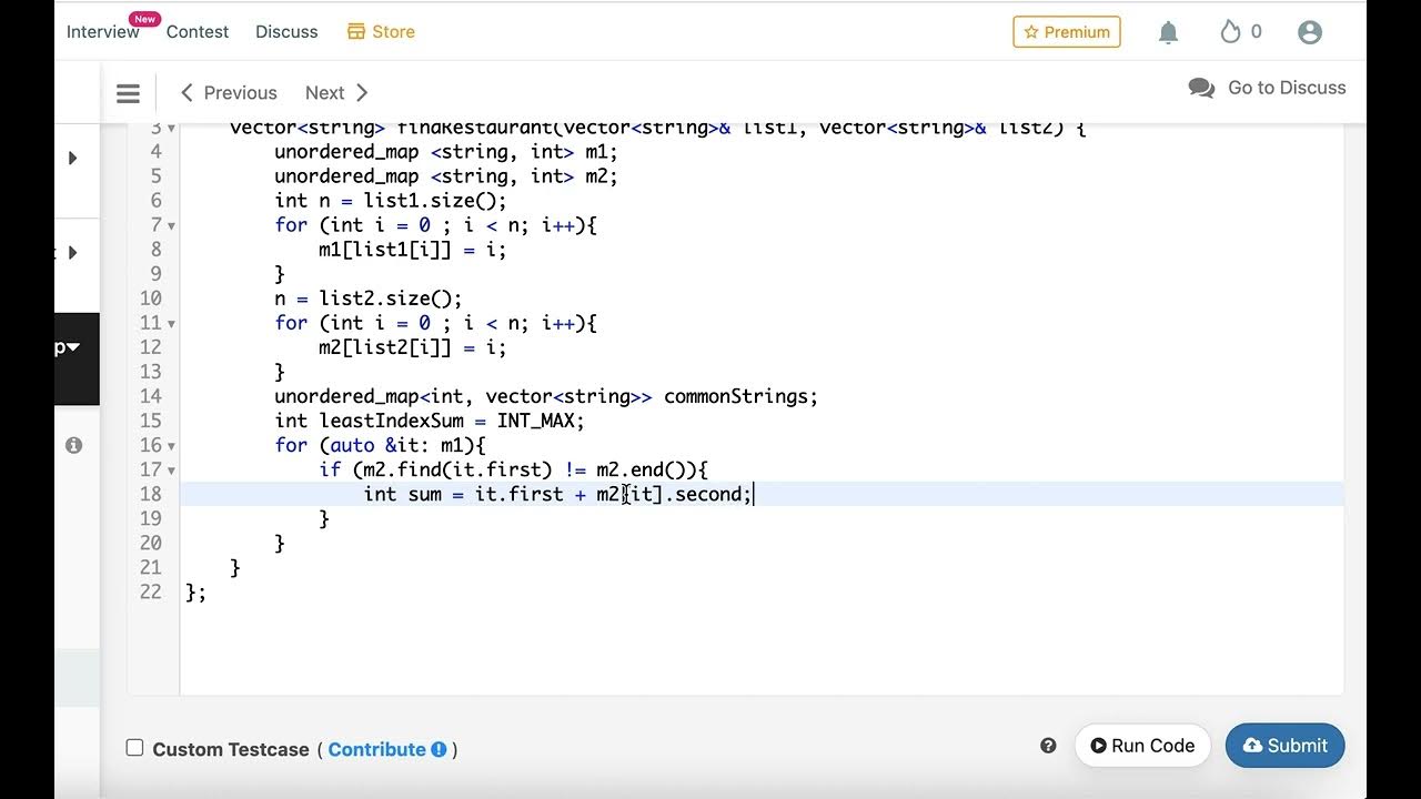 Minimum Index Sum of Two Lists - YouTube