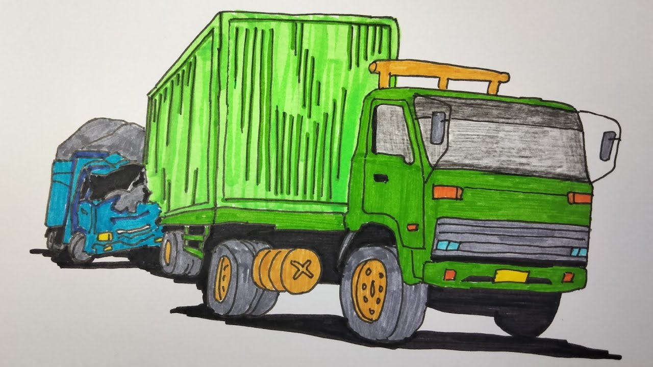 Truck cold diesel h@nt@m truck container | Truck Drawing - YouTube