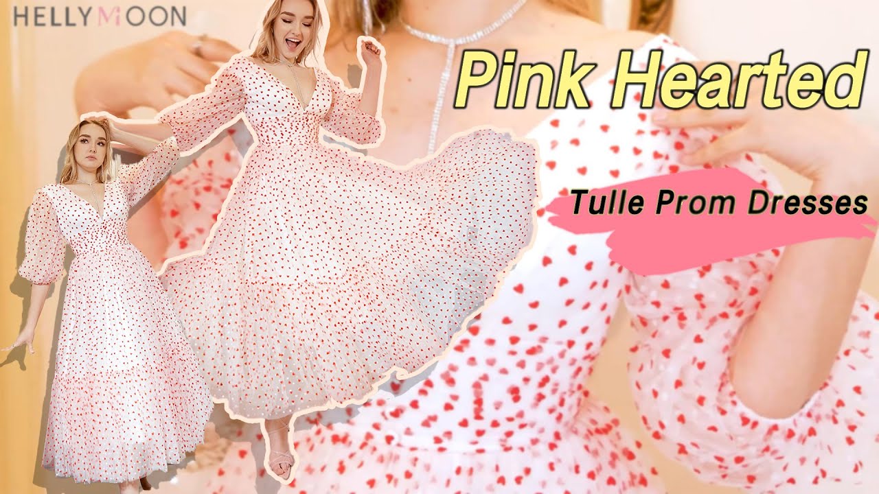Hellymoon Women White Red Dot Plus Size Prom Dress A Line Deep V Neck ...