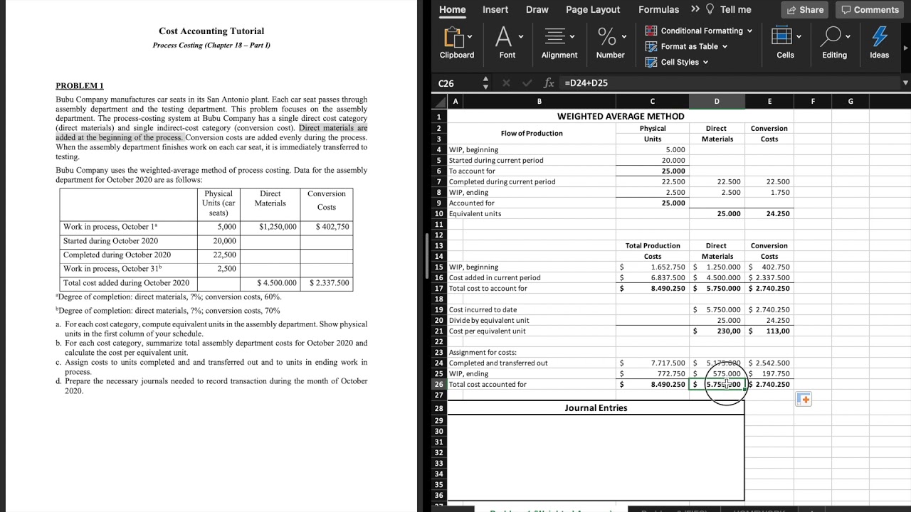 Tutorial CA - Process Costing Part 1 - Week 6 - YouTube